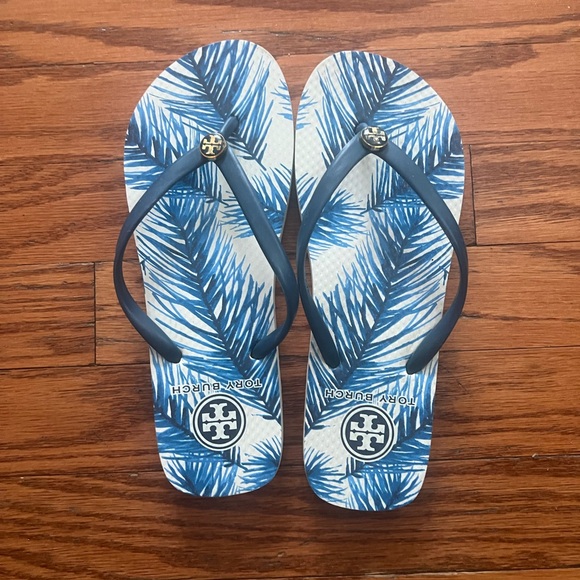 Tory Burch | Shoes | Tory Burch Tropical Blue Flip Flops | Poshmark